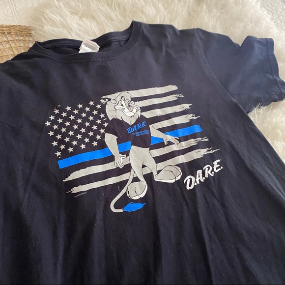 Tops | Dare Blue Stripe Flag Lion Dare Shirt | Poshmark